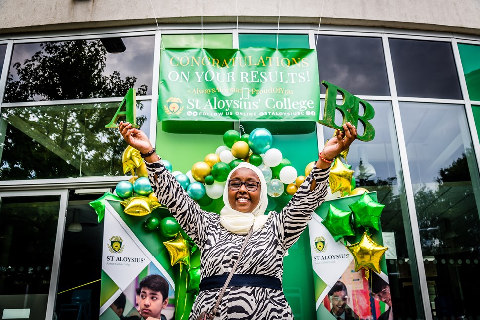 Ikram celebrates her A Level results at St Aloysius College | Islington ...