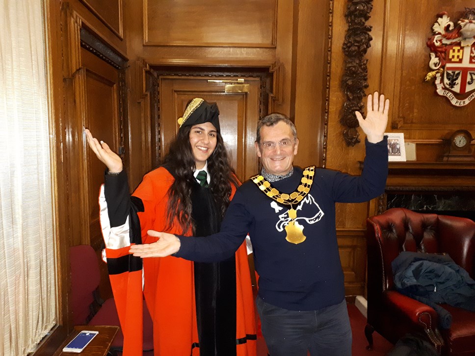 Young Mayor Honey Baker and Mayor of Islington Cllr Dave Poyser ...