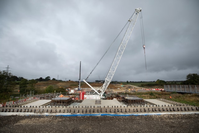 View from one of the completed abutments for the Turweston viaduct Oct 2024