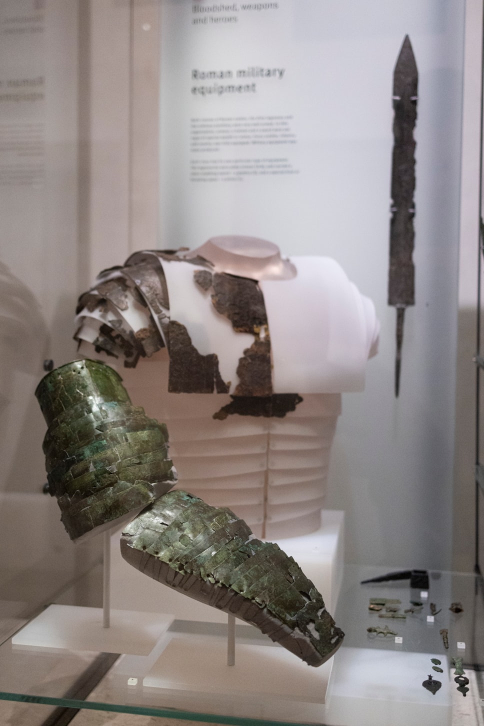Roman arm guard on display in the Early People Gallery at the National ...