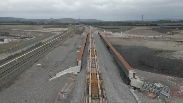 Aerial view of the new HS2 and Network Rail intersection bridge
