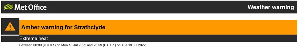 amber warning | East Ayrshire Council News