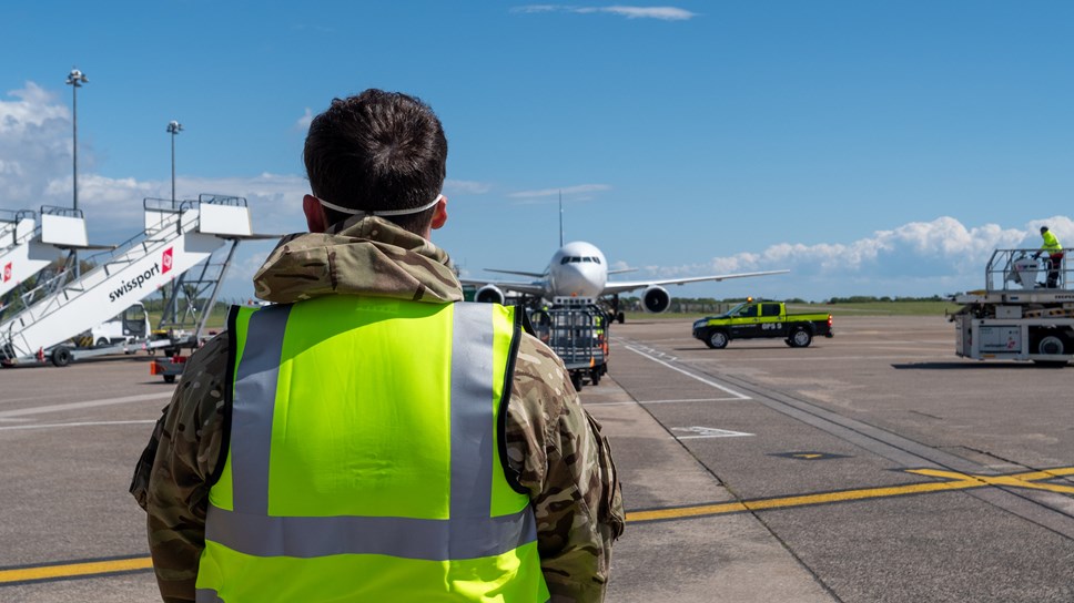 PPE soldier plane | Welsh Government News