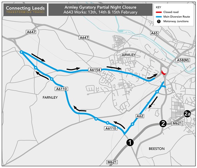 Gyratory diversion maps A643