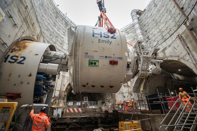 HS2 team lift TBM Emily Middleshield at VRCB October 2023