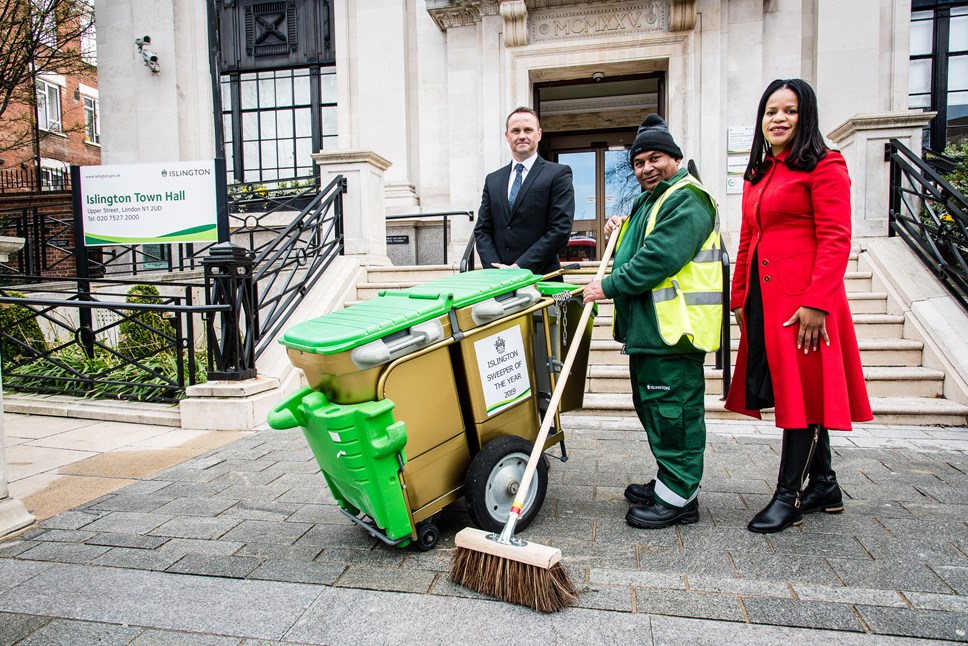 Gino Legrand, Islington's street sweeper of the year for 2019, with ...