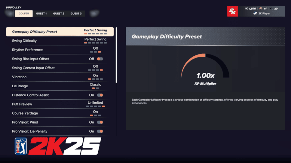 Perfect Swing Difficulty Setting | 2K Newsroom