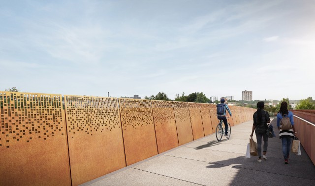 Parapet along Saltley Viaduct pathway