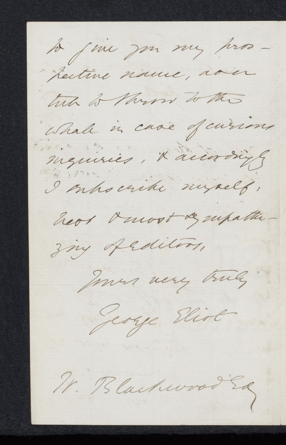 George Eliot letter | National Library of Scotland Newsroom