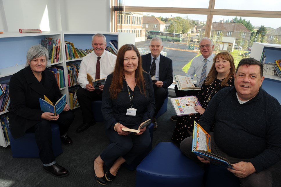 Viewing the new library LtoR Cllr Jones, Eddie Fraser, Ronnie Burrows ...
