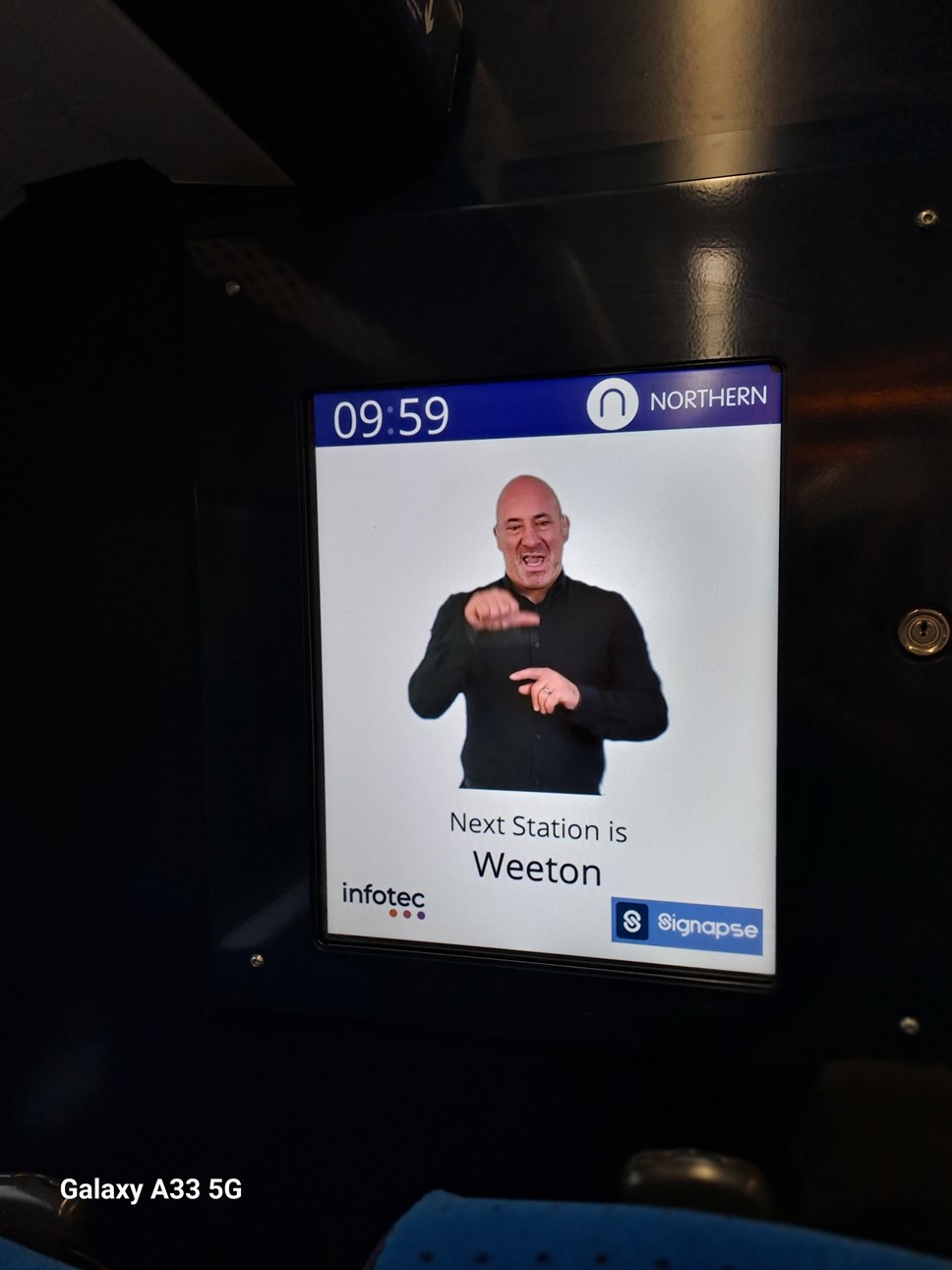 This shows a BSL station annoucement at Weeton | Northern News