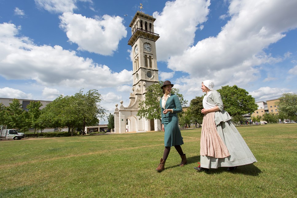 Performers in period dress at the grand opening of Caledonian Clock ...