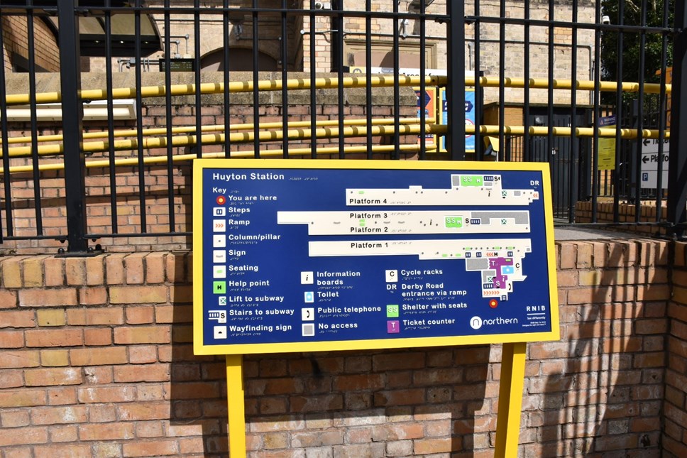 This image shows the new Braille map at Huyton station | Northern News