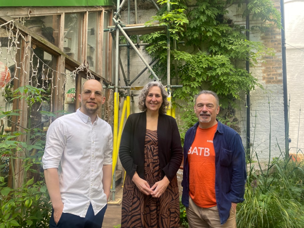 Eran Zucker CEO of V22; Caroline Woodley, Mayor of Hackney, Cllr Chris ...