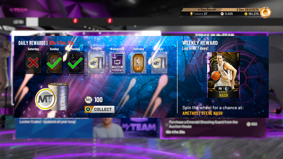 NBA2K20 MyTEAM Daily Login Bonus | 2K Newsroom
