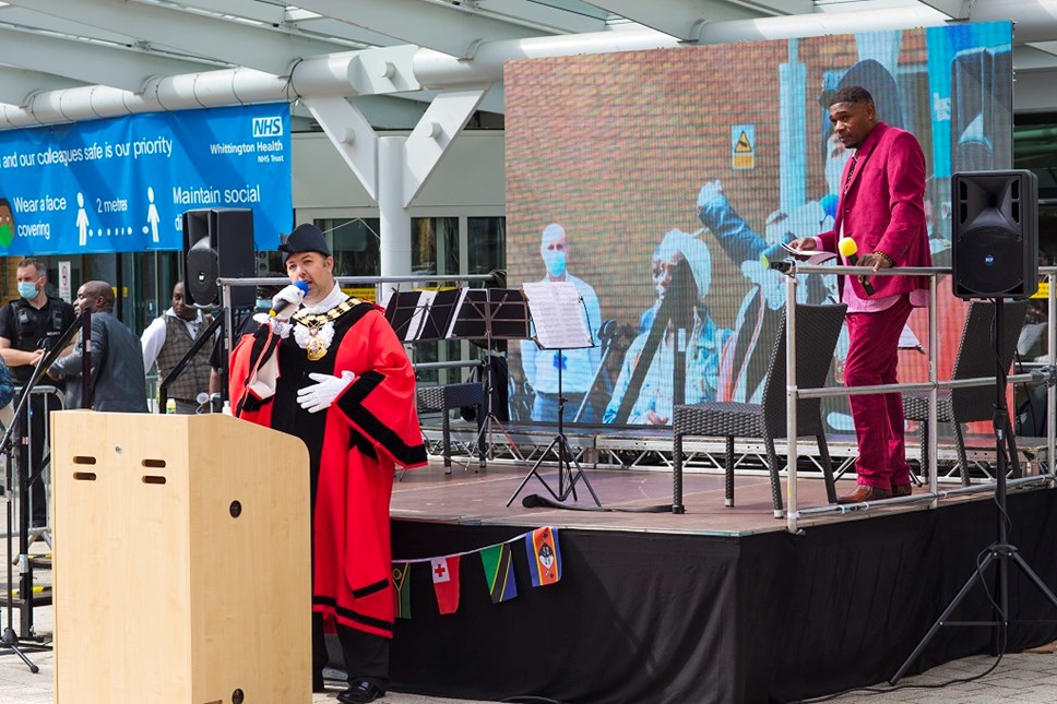 Islington Mayor Cllr Gallagher speaks during the unveiling of the ...