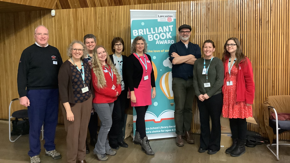The Brilliant Book Award 2023 team with children's author and ...
