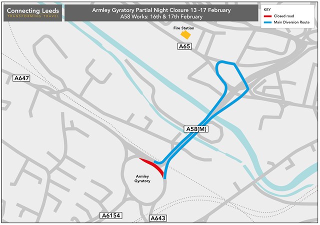 Gyratory diversion map A58