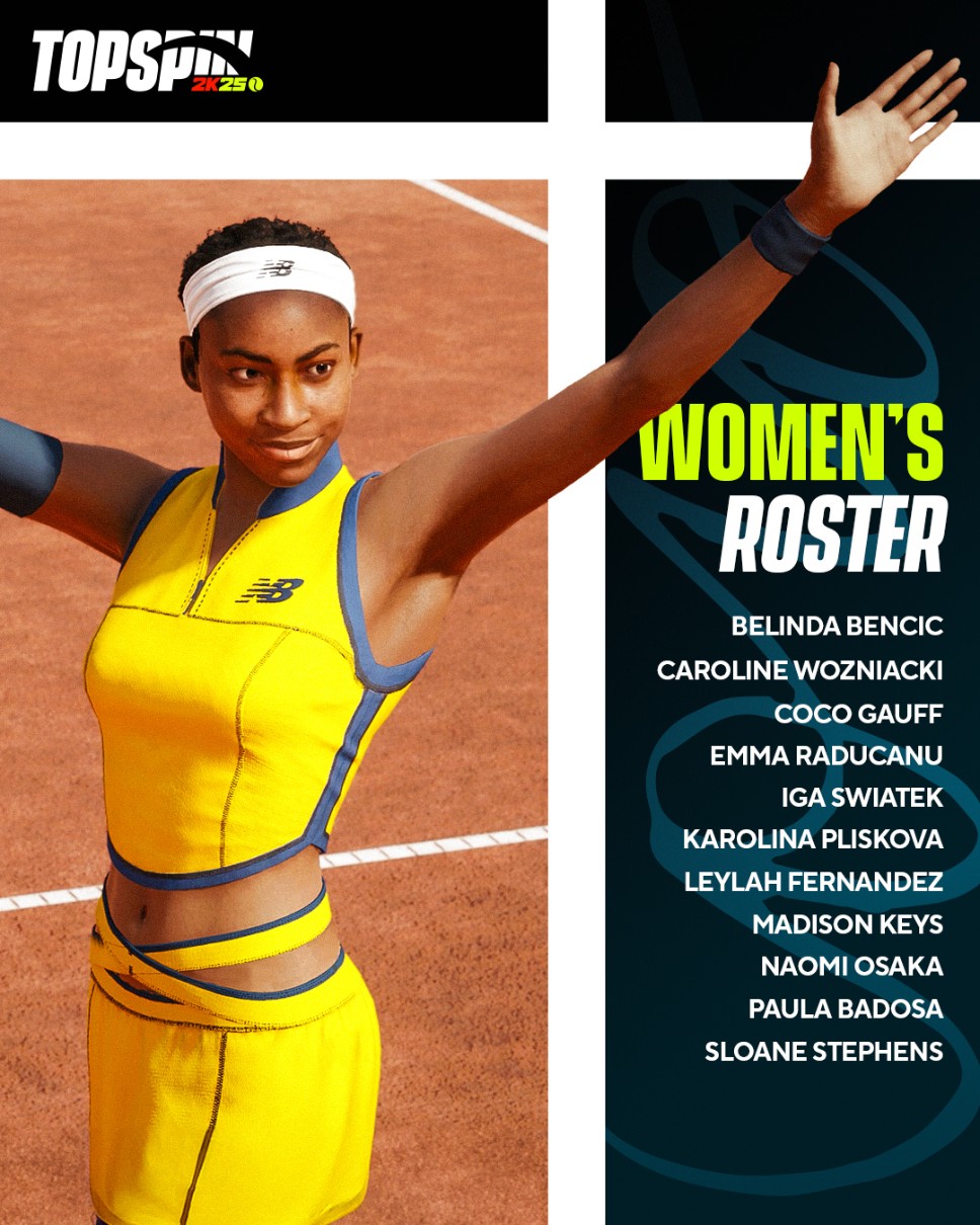 TopSpin 2K25 Womens Roster | 2K Newsroom
