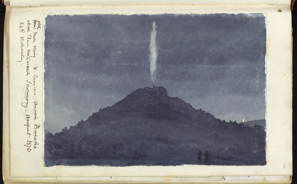 Old moon rising and curious Aurora Borealis | National Library of ...