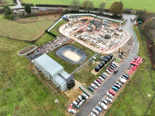Drone still showing Chesham Road site compound 002 Nov 2023