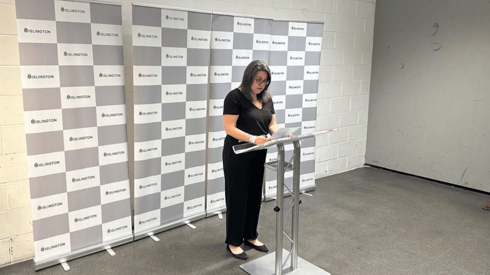 Victoria Lawson, Returning Officer, reads the results of the Hillrise ...