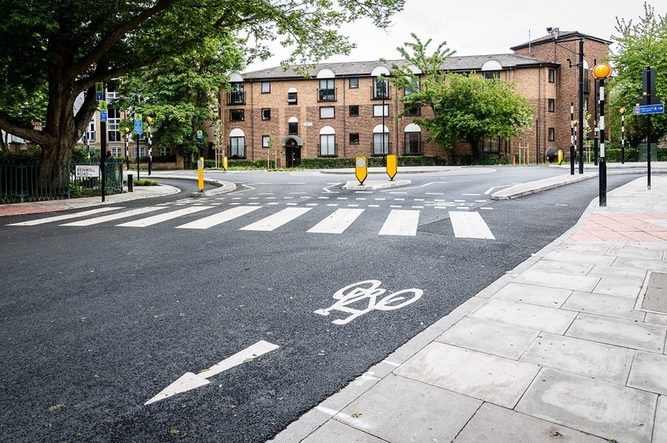 A crossing and cycle-friendly roundabout on Benwell Road, within the ...