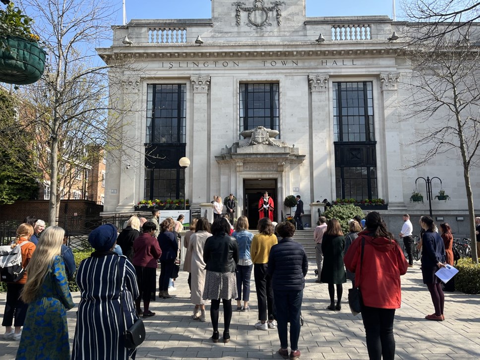 A minute's silence took place outside Islington Town Hall to mark the ...
