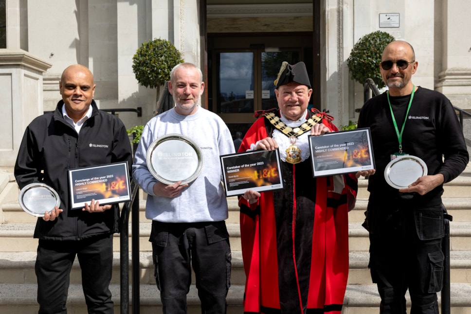 Lat Singh, Derek Byrne, The Mayor of Islington, Cllr Gary Heather and ...