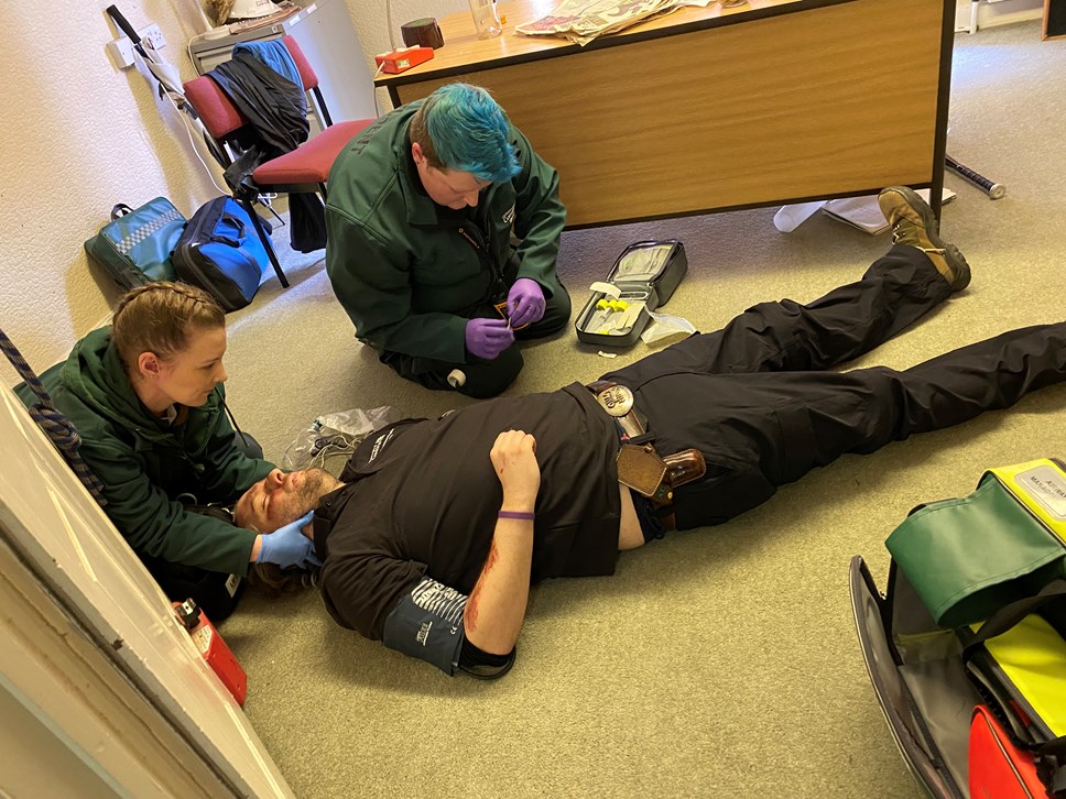 Student paramedics tend to a victim of assault | University of Cumbria News