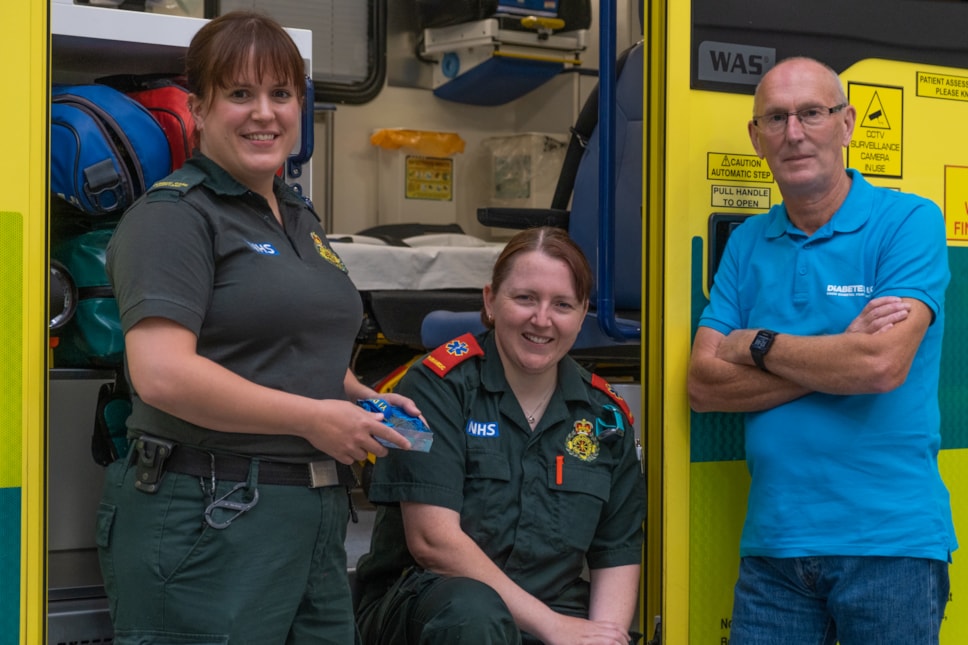 Paul Durham with NEAS clinical care assistant Emma Newton (left) and ...