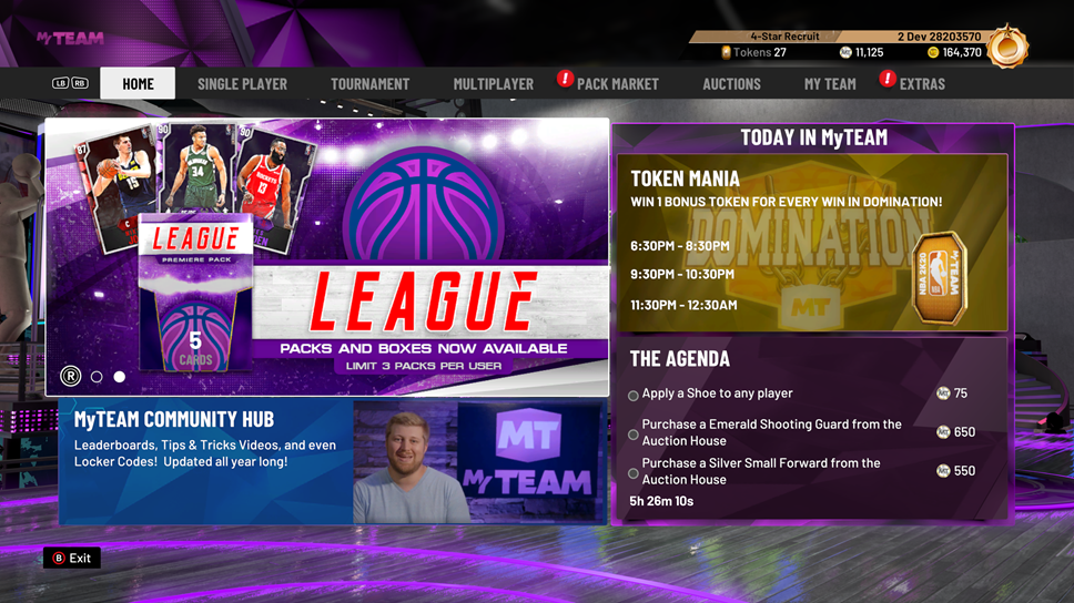 NBA2K20 MyTEAM Main Menu | 2K News