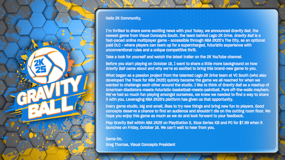 NBA 2K25 Gravity Ball Letter -3 | 2K News