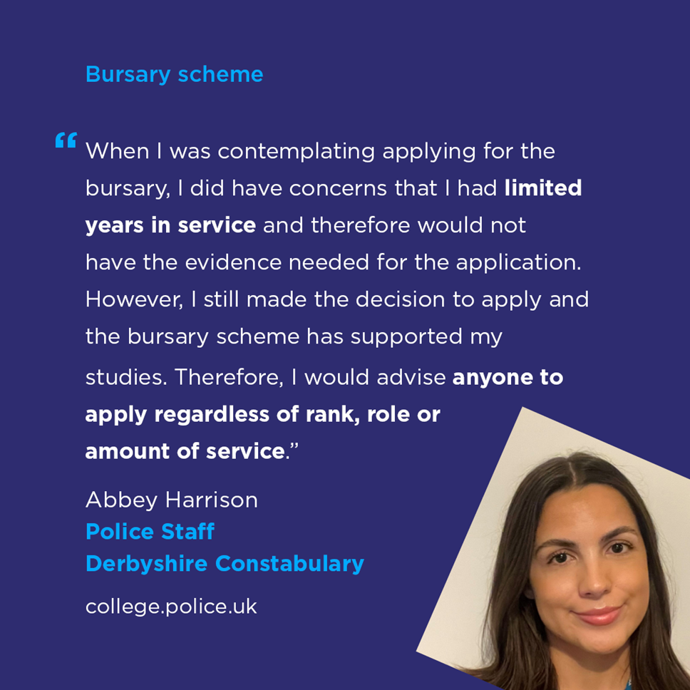 Bursary-quote-graphic-1080x1080 2024 Abbey Harrison | College of Policing